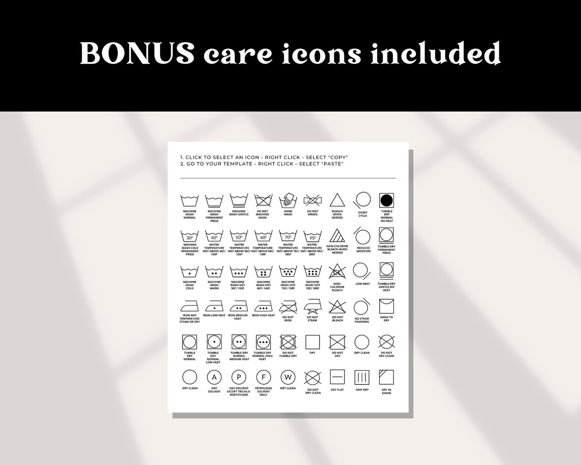 Editable Care Tags Label, Printable Clothing Care Card, Canva Template ...