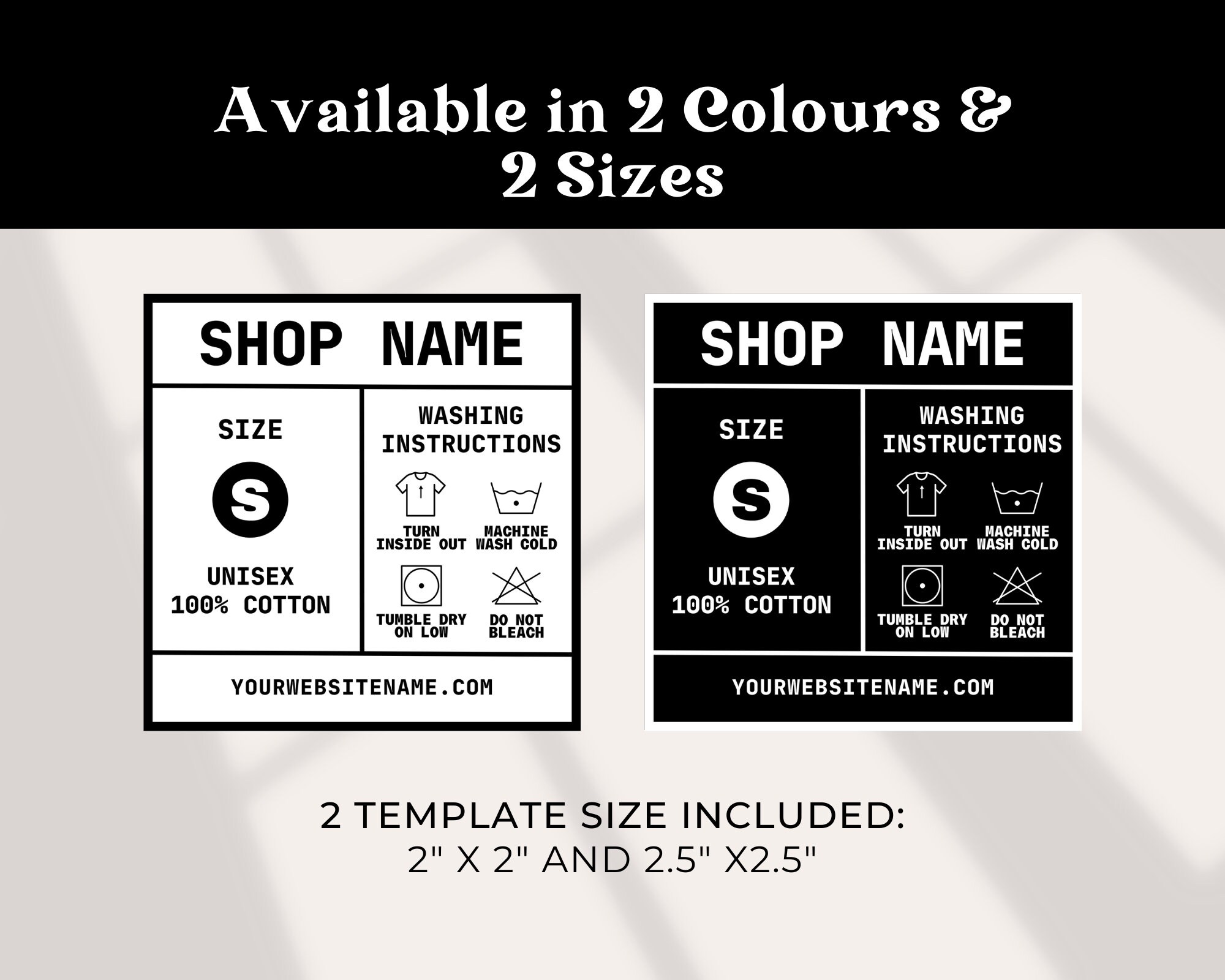 Editable Clothing Tag Template, T-shirt Neck Label, Garment Care Tag ...