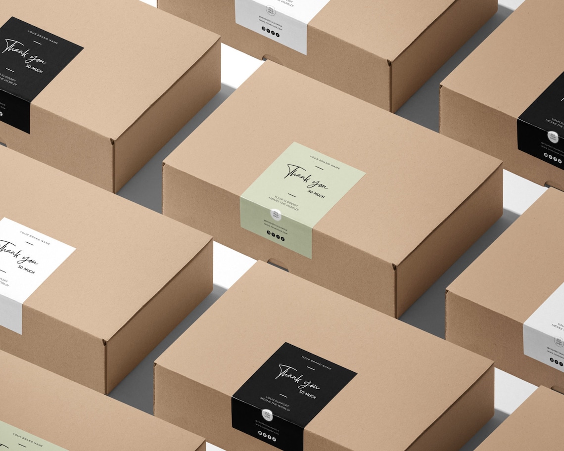 Thank You Label Template, Custom Packaging, Box Seal, Printable Parcel ...