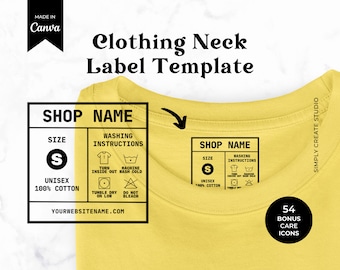 Editable Clothing Tag Template, T-shirt Neck Label, Garment Care Tag ...