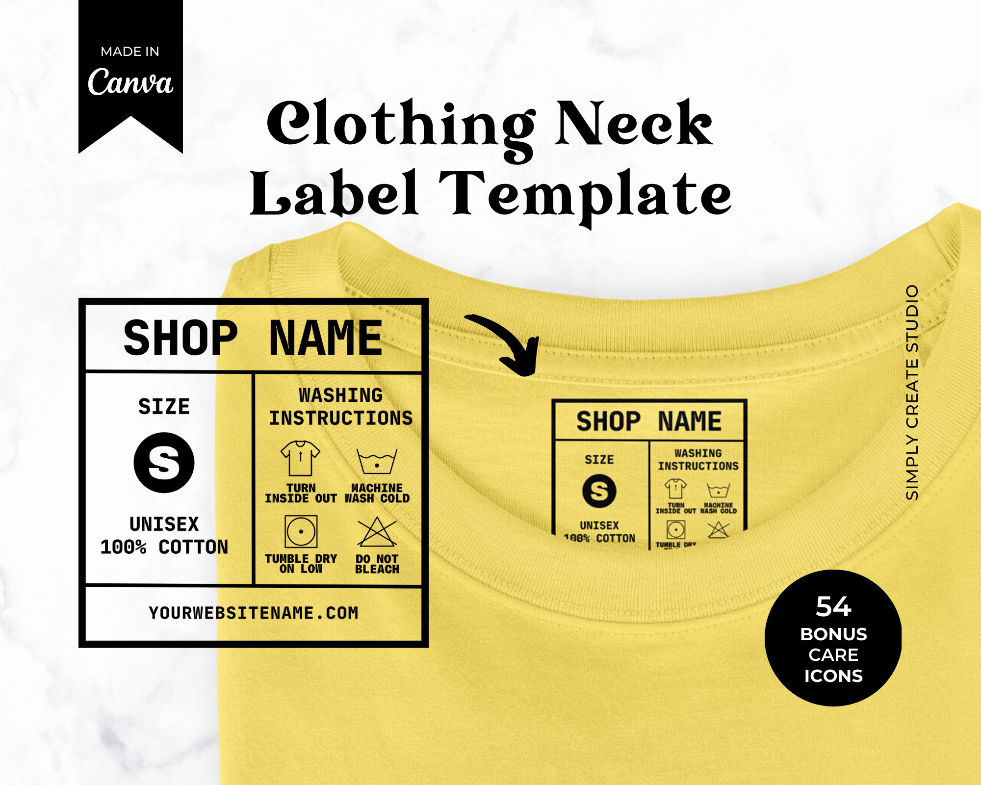 Editable Clothing Tag Template, T-shirt Neck Label, Garment Care Tag ...