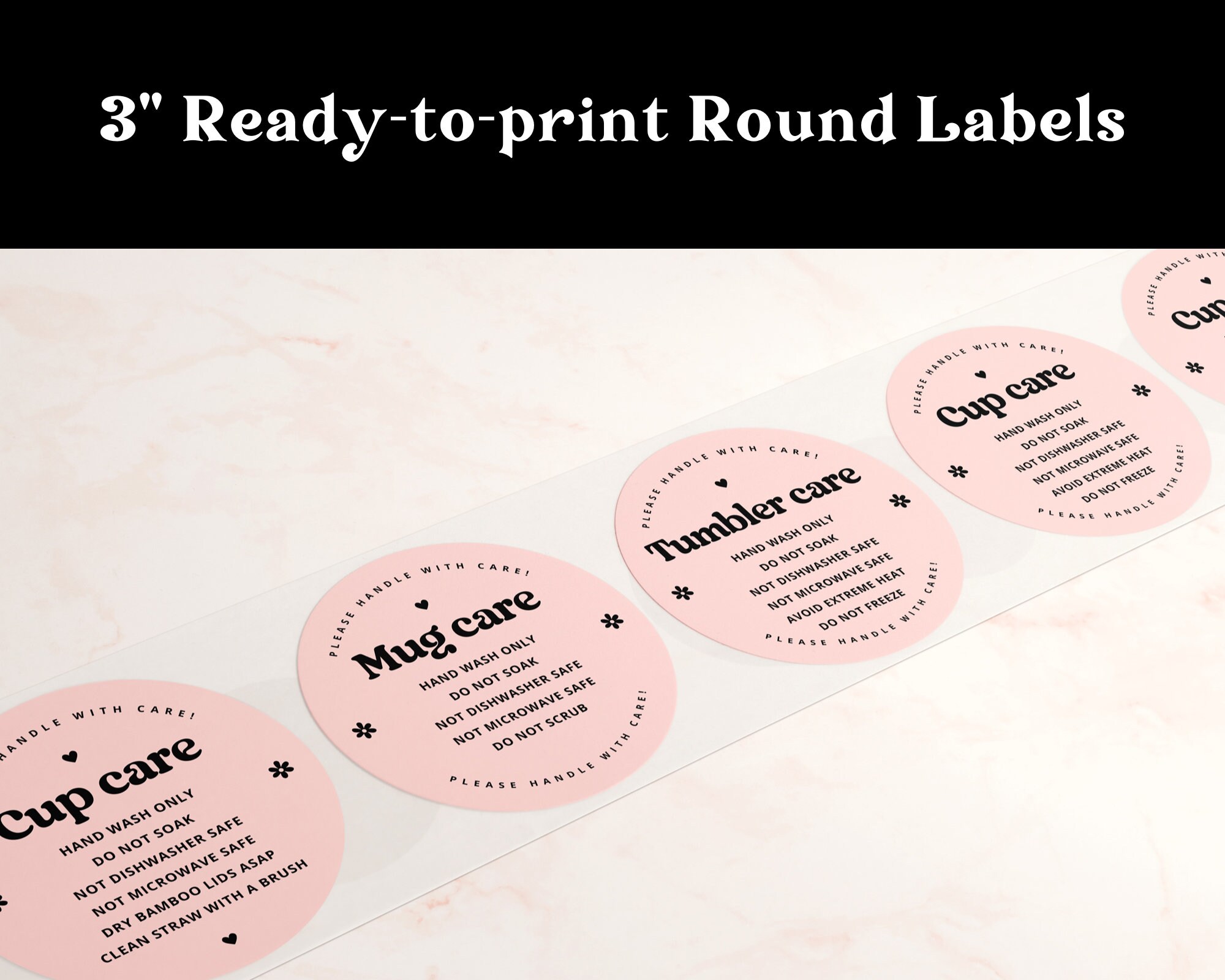 Cup Care Labels for Small Business Owners, Packaging Sticker Design ...