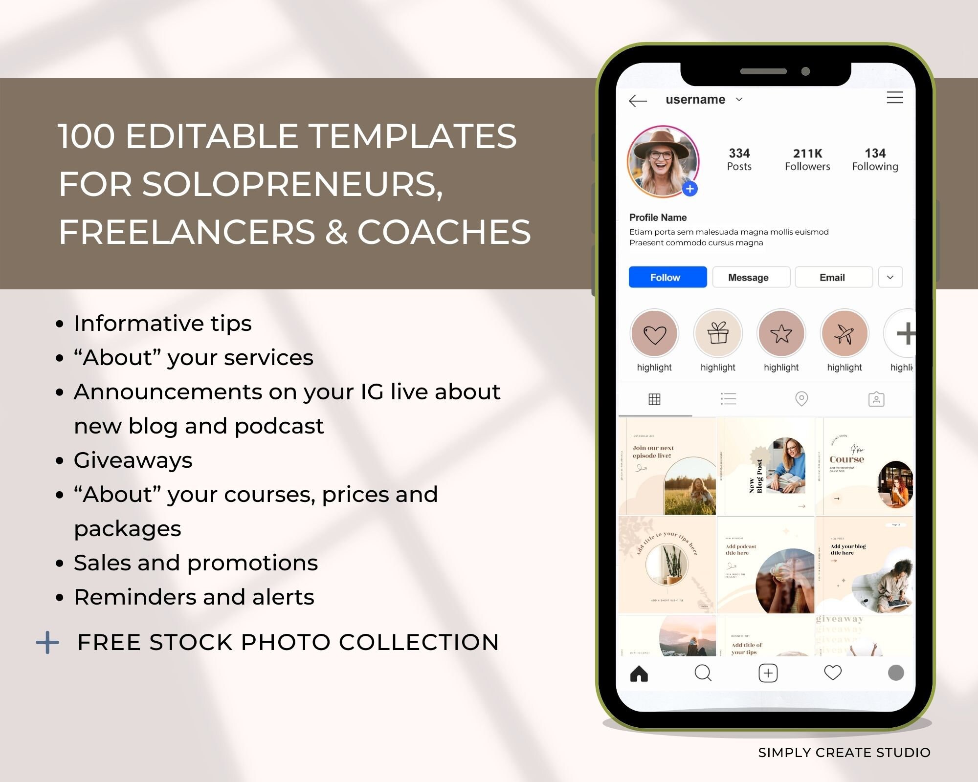 Seamless Carousel Instagram Templates for Entrepreneurs, Wellness Coach ...