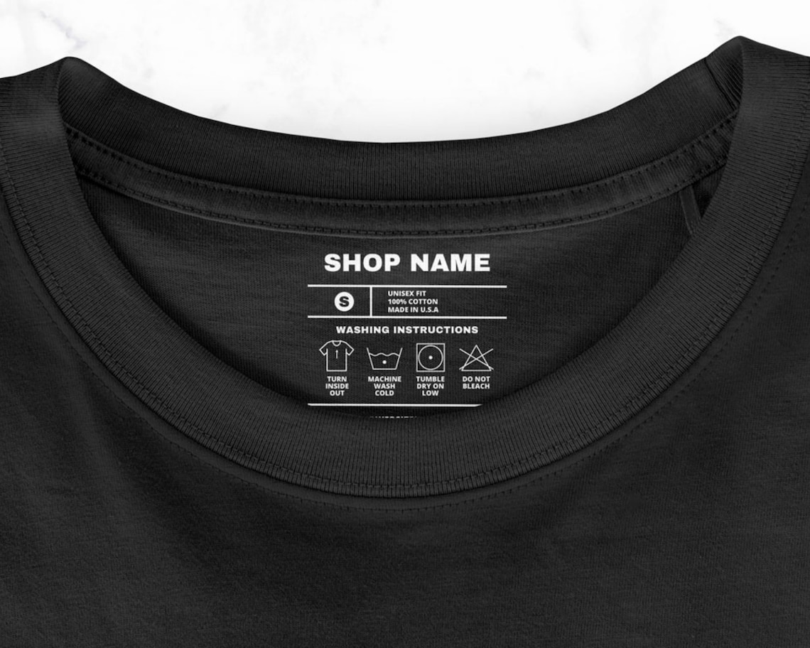 Editable Clothing Tag Template, T-shirt Neck Label, Garment Care Tag ...