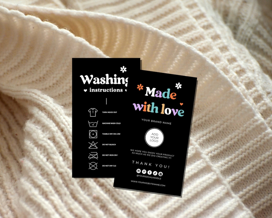 Editable Washing Instructions Care Card Template, Printable Clothing ...