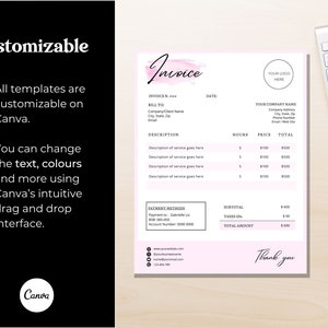 Invoice Form Template Editable in Canva for Small Businesses, Printable ...