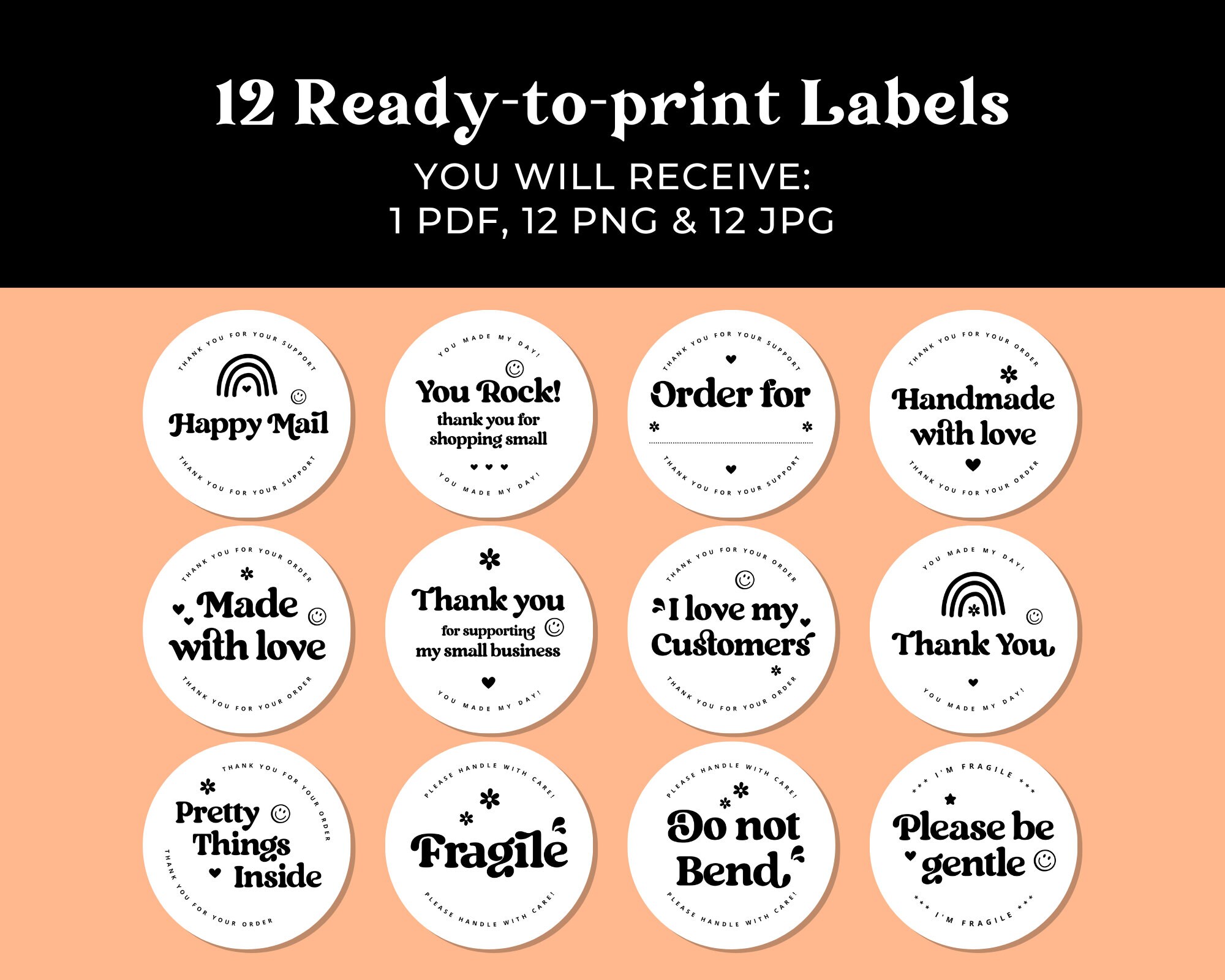Retro Thermal Round Labels for Small Business Owners, Packaging Sticker ...