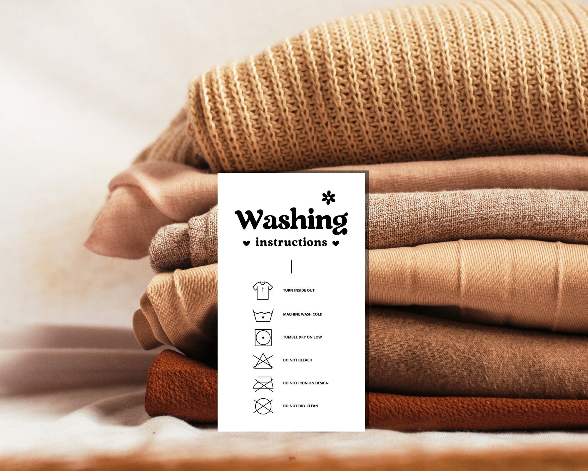 Editable Washing Instructions Care Card Template, Printable Clothing ...