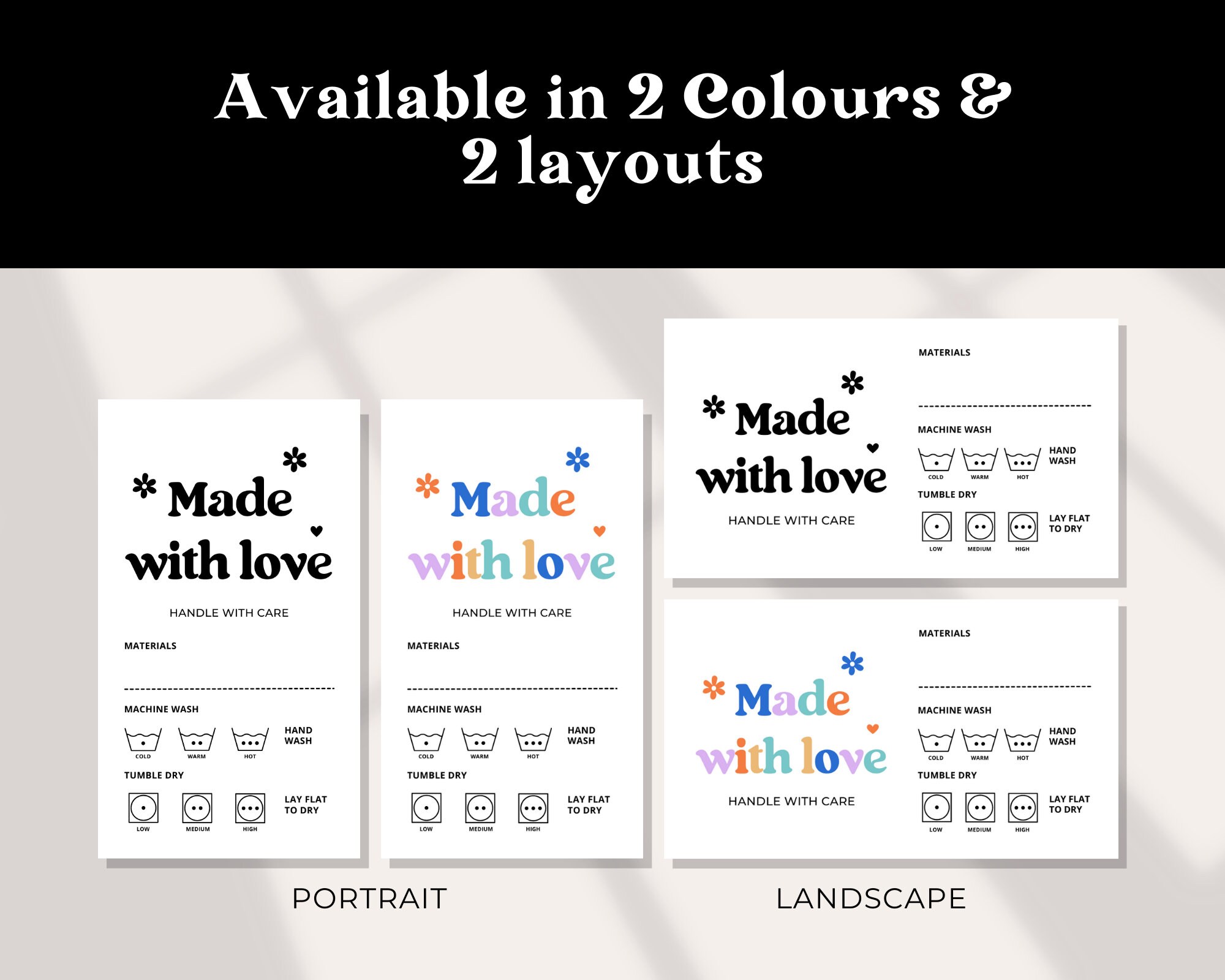 Editable Care Tags Label, Printable Clothing Care Card, Canva Template ...