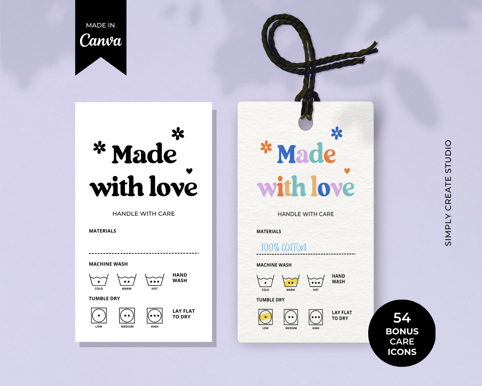 Editable Care Tags Label, Printable Clothing Care Card, Canva Template ...