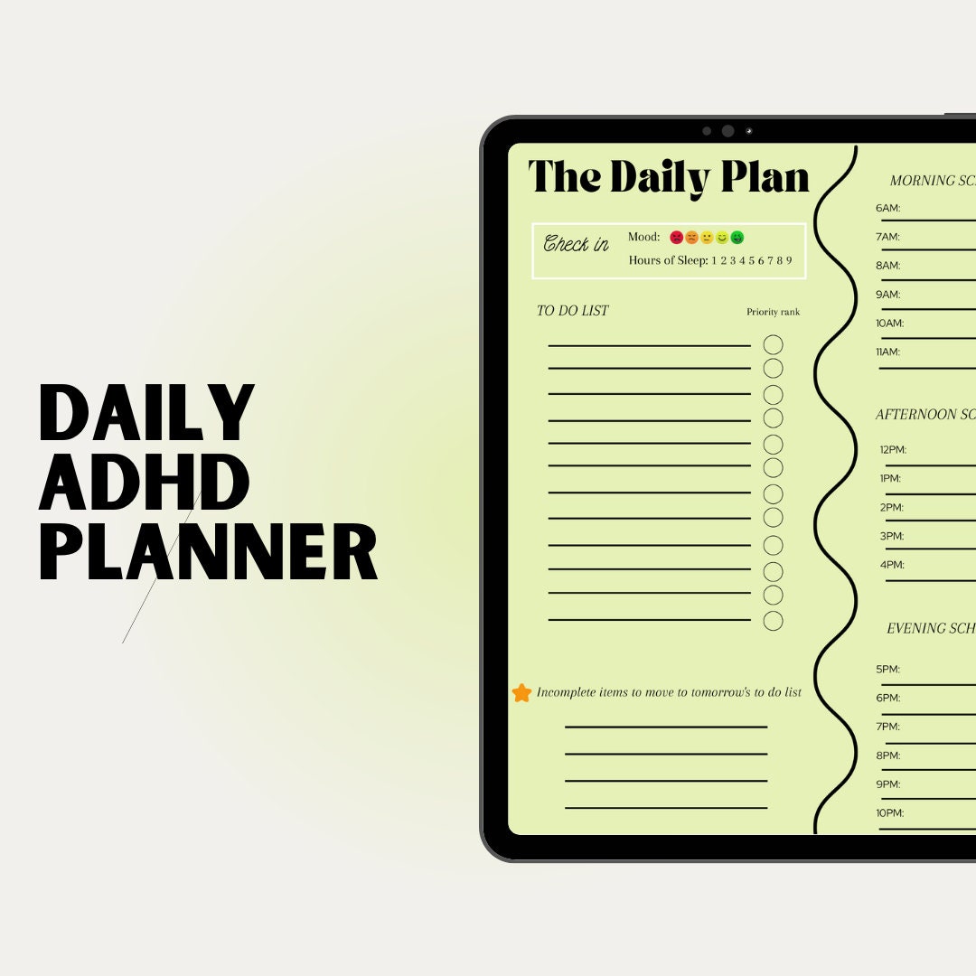 ADHD Daily Printable Planner therapist Design - Etsy