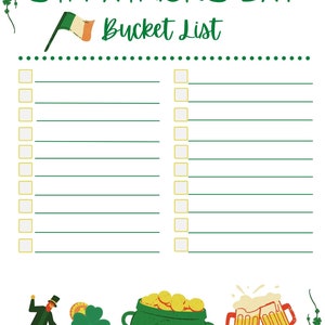 St. Patrick's Day Bucket List, St. Patricks Day to Do List, Family Fun ...