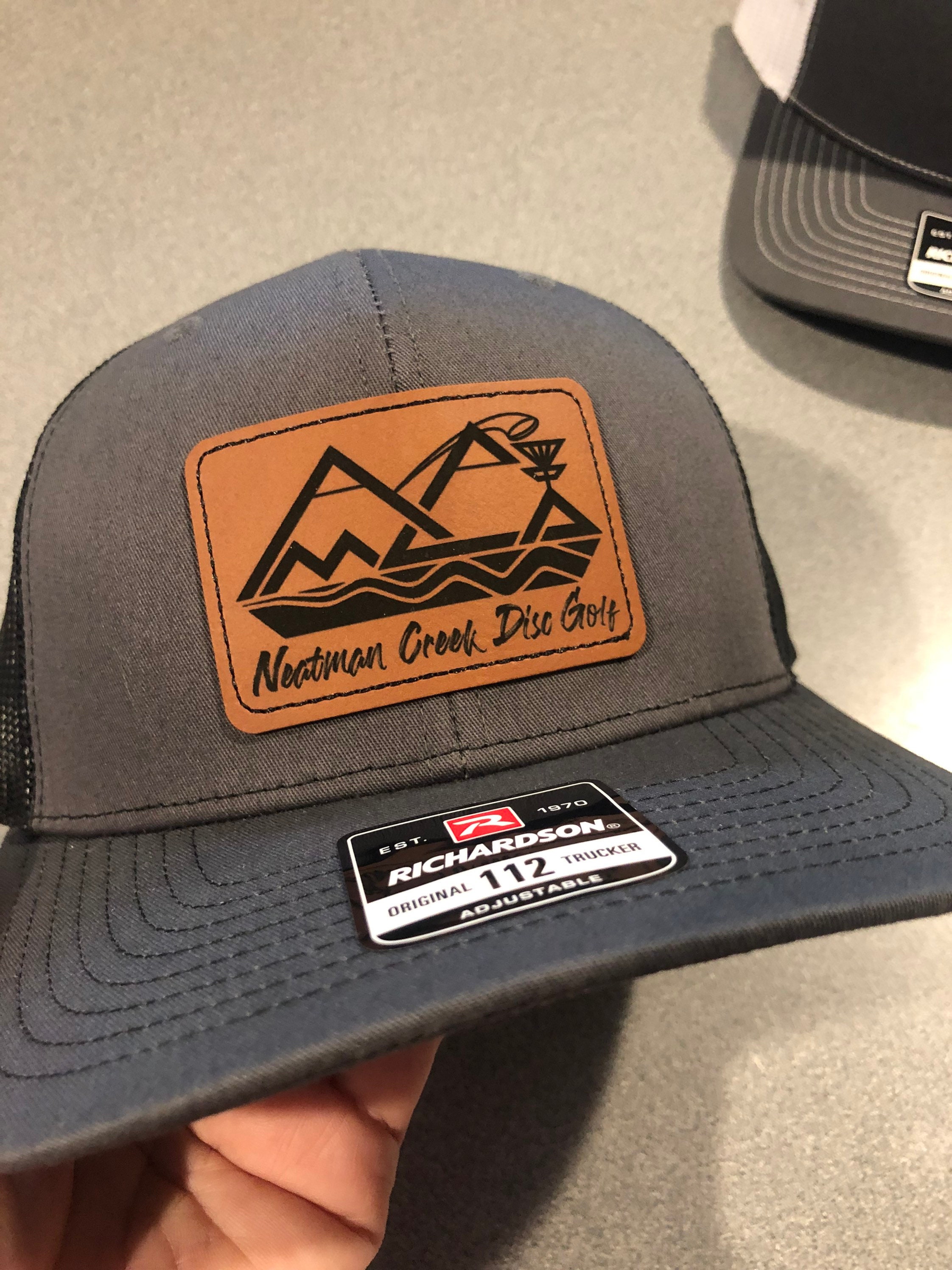 Custom Trucker Leather Patch Hat, Dad, Father, Engraved, Personalized ...