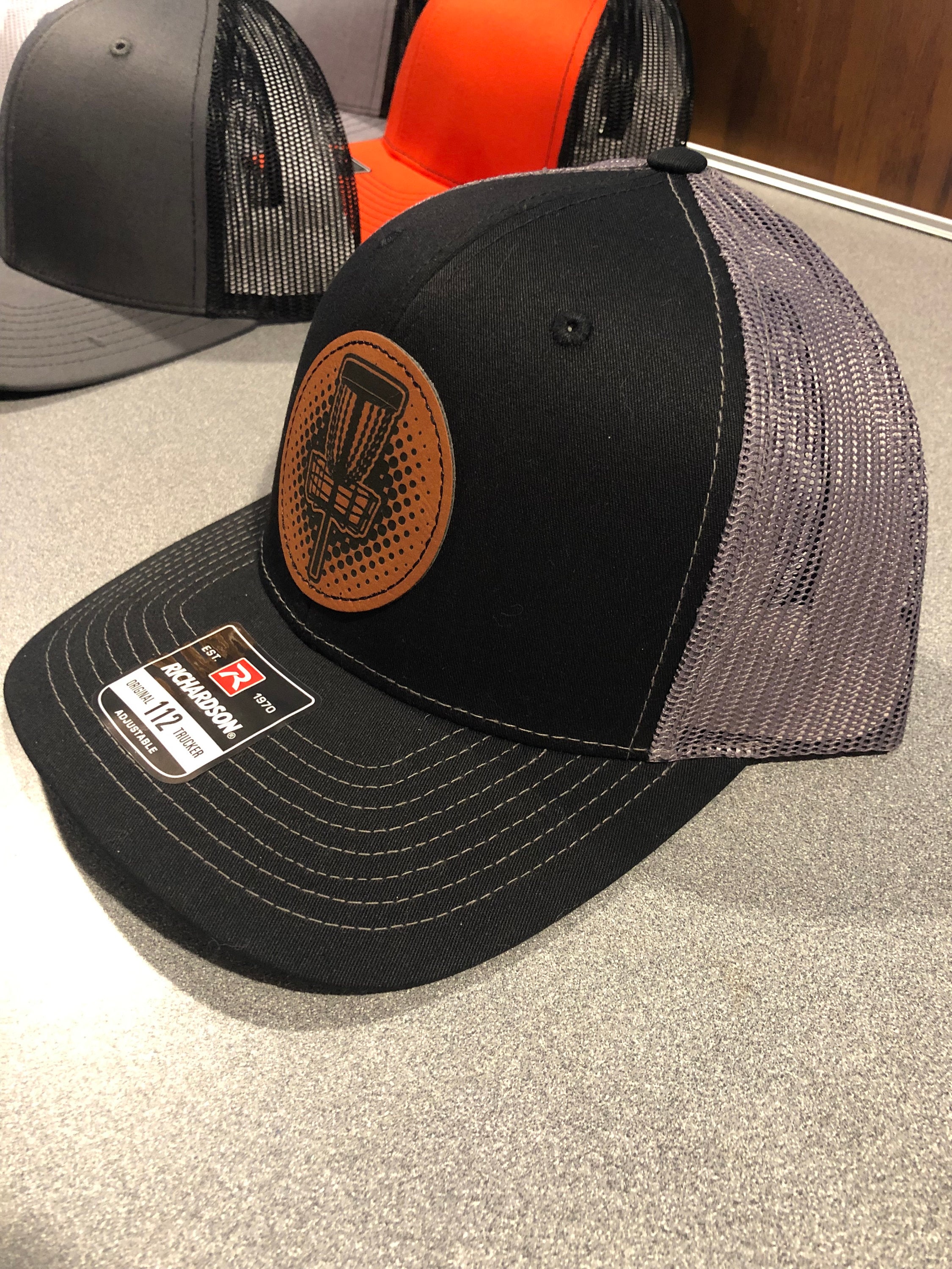 Disc Golf Basket Leather Patch Hat, Logo, Richardson Cap, Custom - Etsy