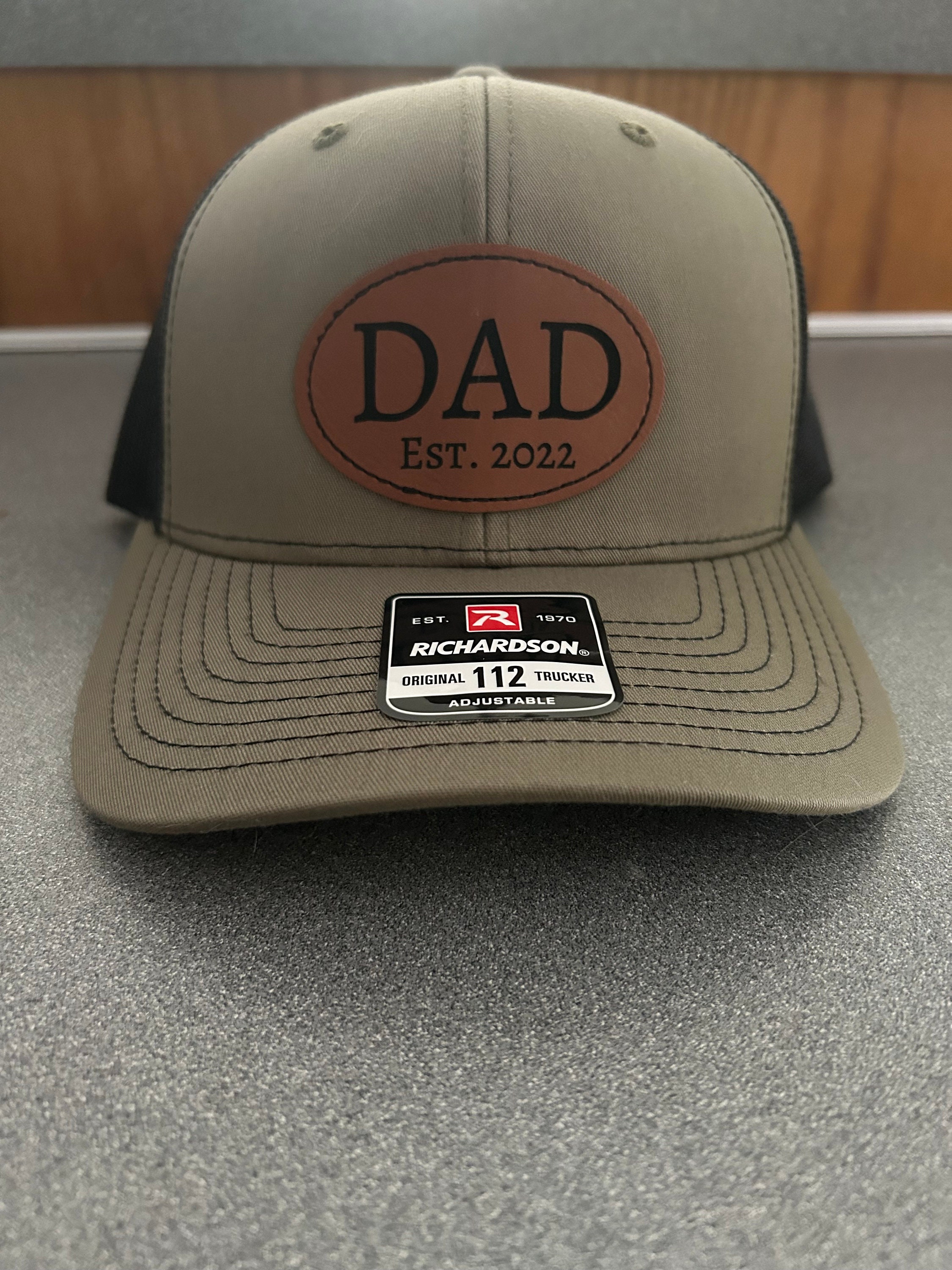 Custom Trucker Leather Patch Hat, Dad, Father, Engraved, Personalized ...