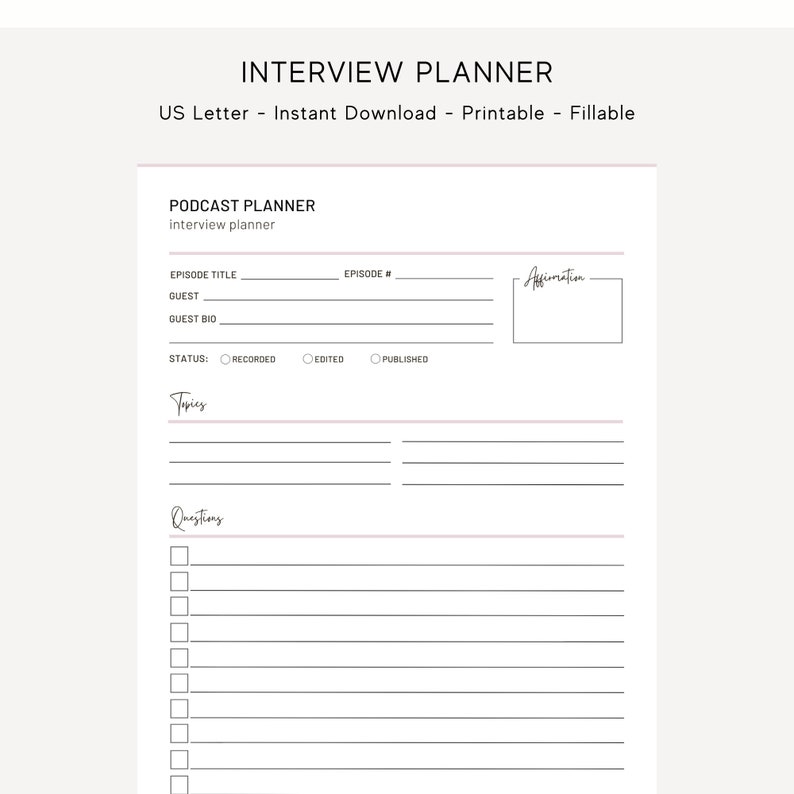 Podcast Planner BUNDLE Pack, Podcast Template Monthly Content, Podcast ...
