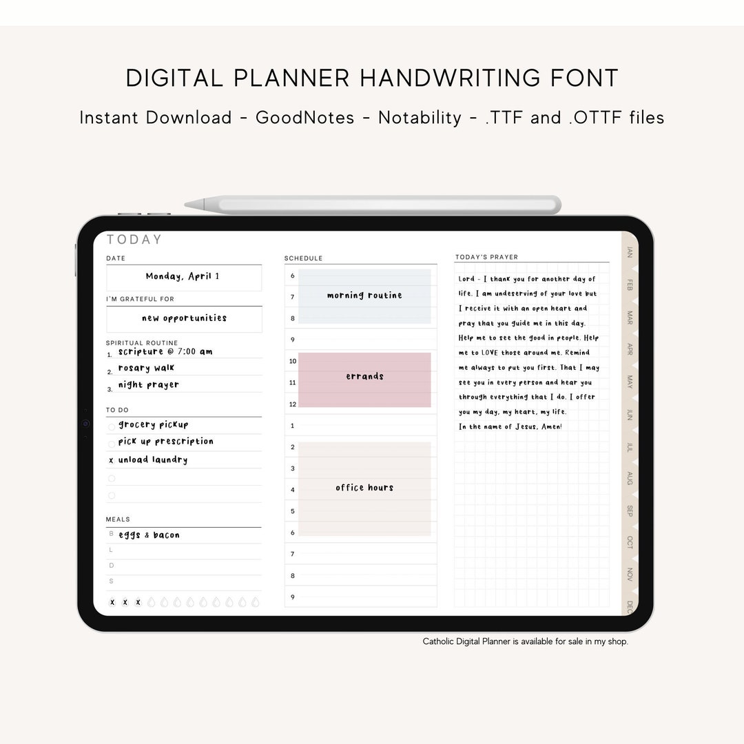 Handwriting Font | Digital Planner Font | Cute Handwriting Font | Notes ...