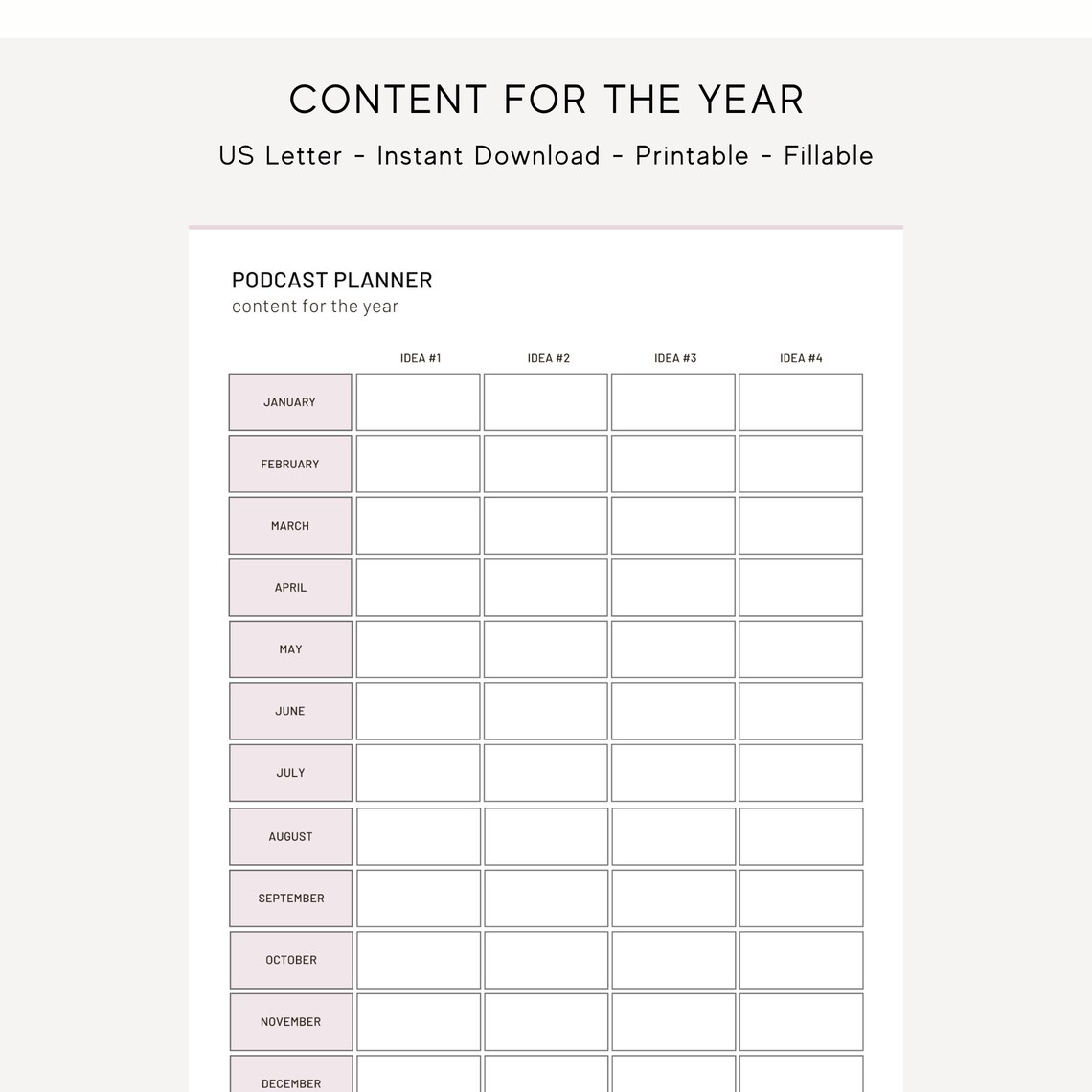 Podcast Planner BUNDLE Pack, Podcast Template Monthly Content, Podcast ...