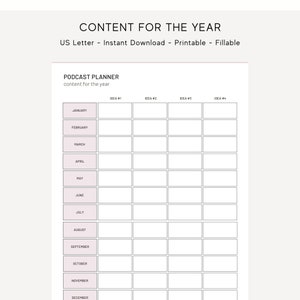 Podcast Planner BUNDLE Pack, Podcast Template Monthly Content, Podcast ...