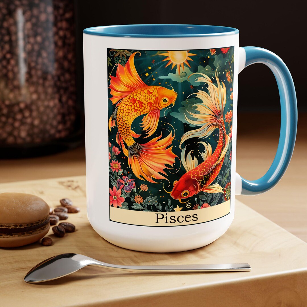 Pisces Zodiac Sign Koi Fish Coffee Mug Astrological Mug for Pisces ...