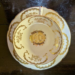 Elegant Stanley Bone China Teacup and Saucer Set, Gold Floral Scrolling ...