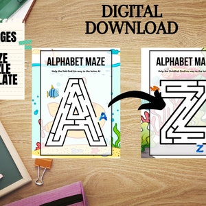 Childrens Maze A to Z Digital Download Template Printable, Puzzles for ...