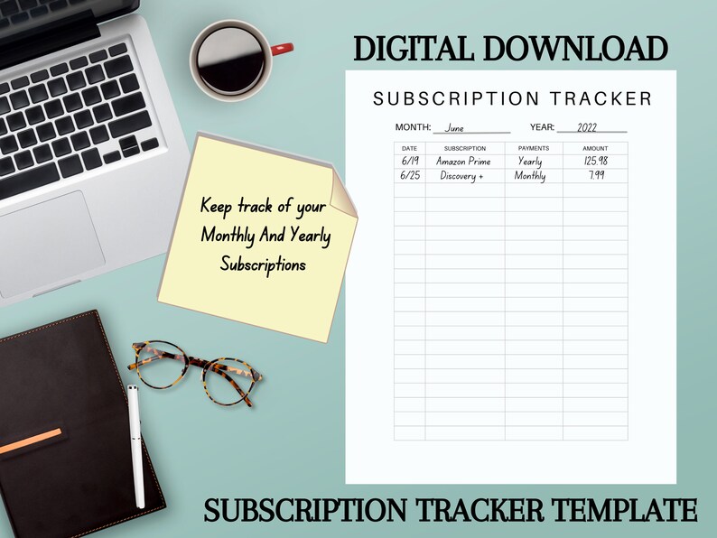 Subscription Tracker Template Printable Small Business - Etsy