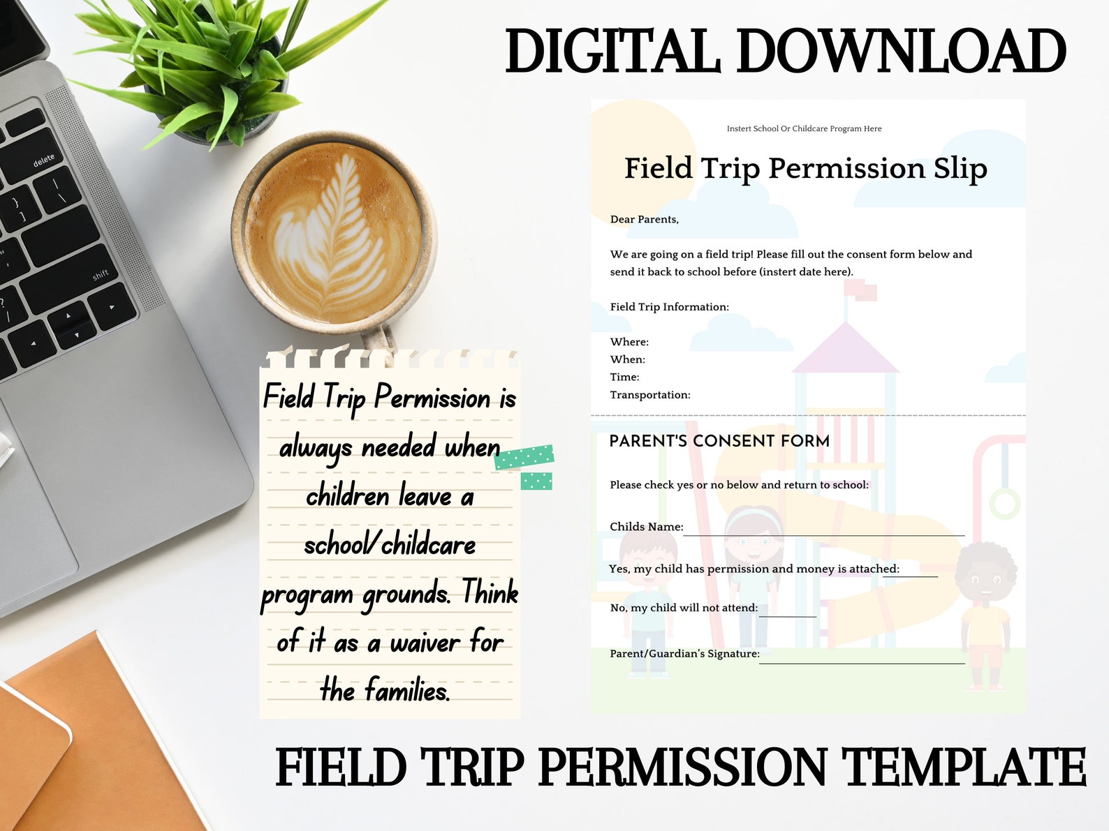 Field Trip Permission Slip Template Printable School | Etsy