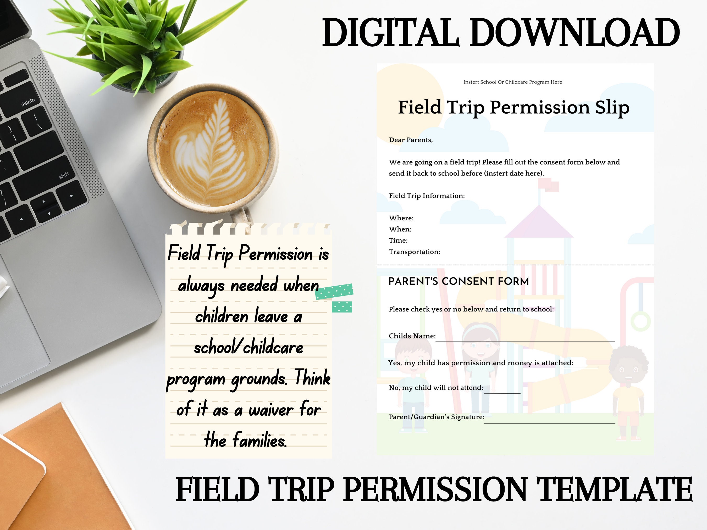 Field Trip Permission Slip Template Printable School | Etsy