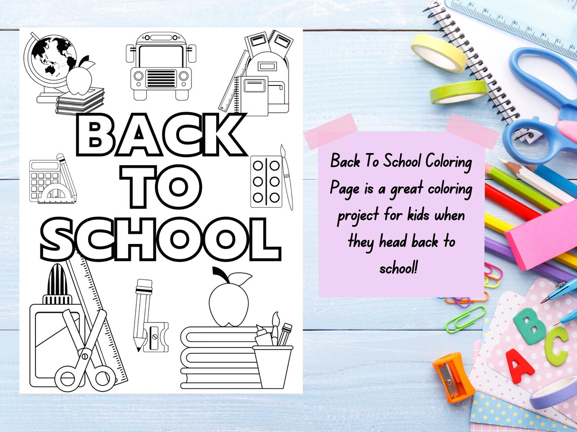 Back to School Coloring Page Template, Preschool Coloring Page, School ...