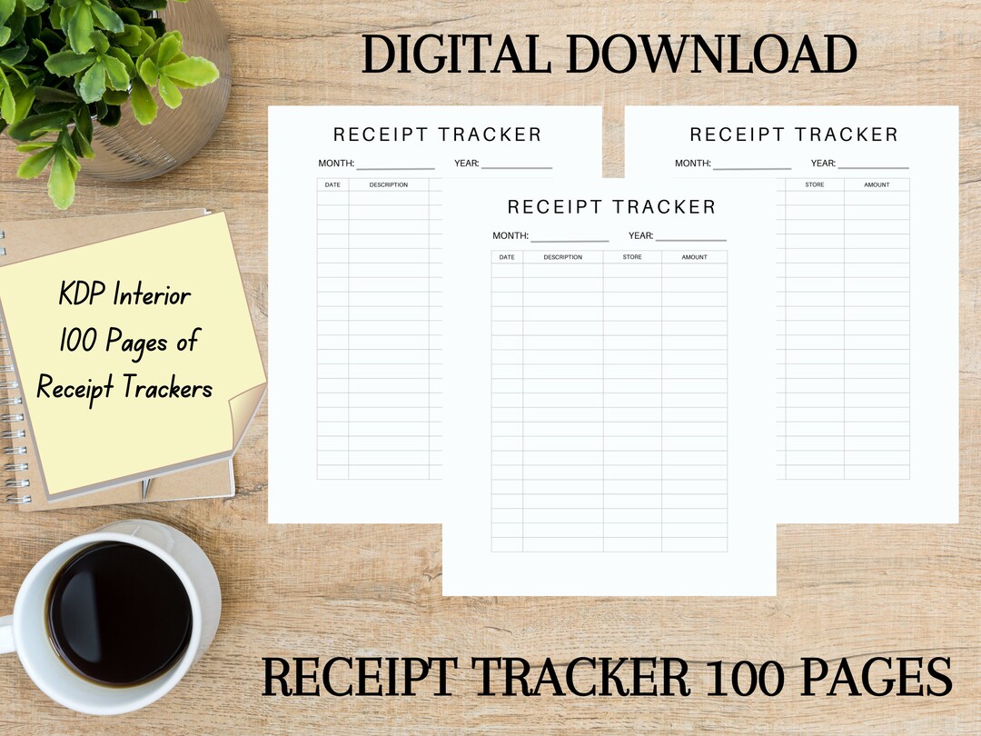 KDP Interior Receipt Tracker Template Printable, 100 Pages, Digital ...