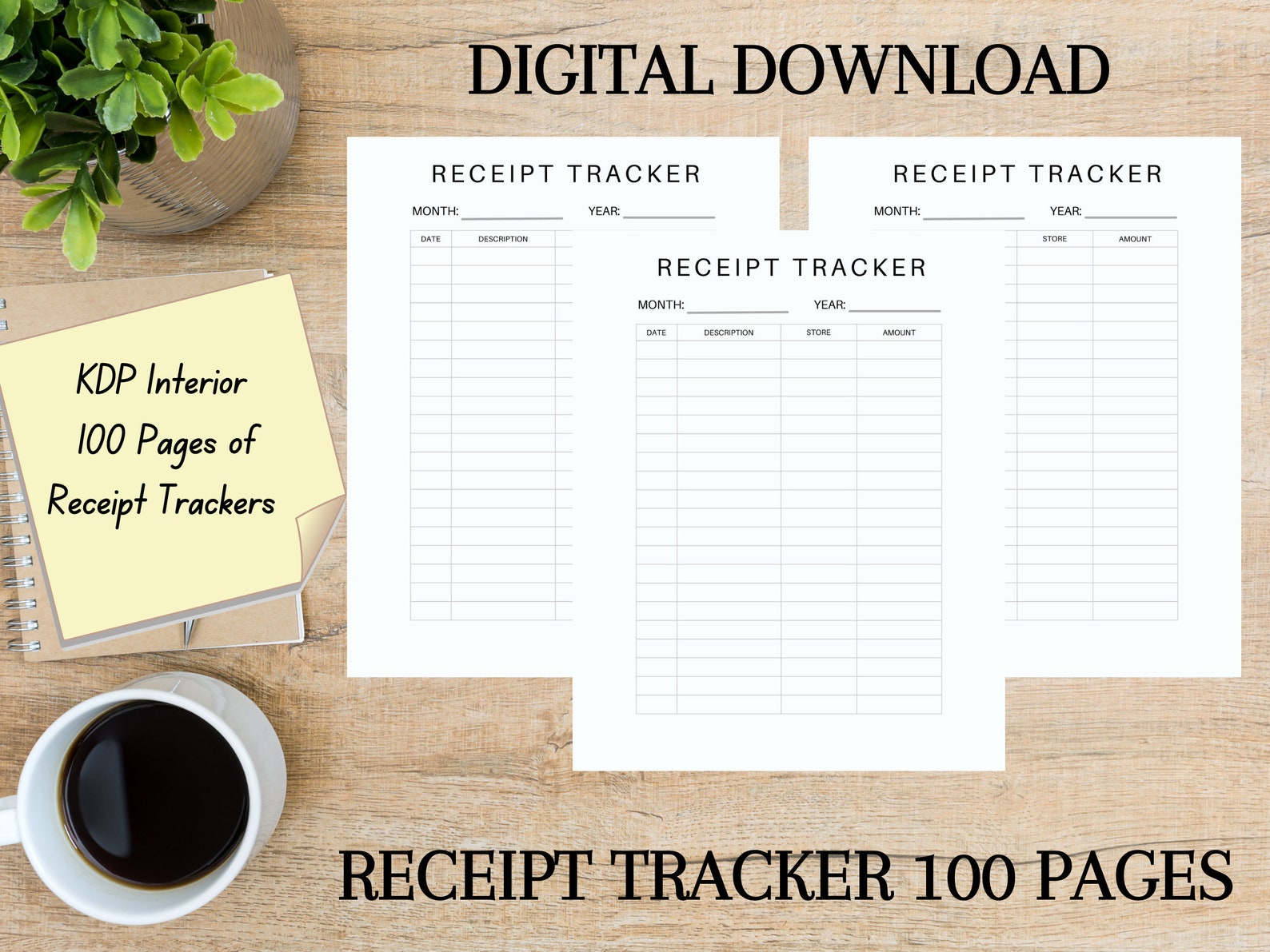 KDP Interior Receipt Tracker Template Printable, 100 Pages, Digital ...