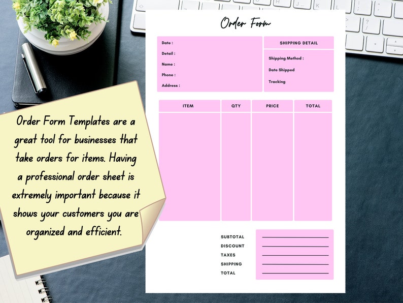 Order Form Template Printable Small Business Item Order Form | Etsy