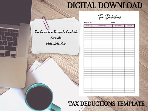 Tax Deduction Tracker Template Printable Digital Download | Etsy