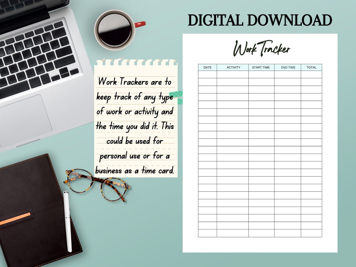 Work Log Tracker Template Printable, Digital Download Work Activity ...