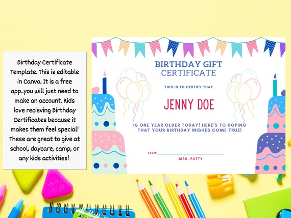 Toddler Birthday Certificates