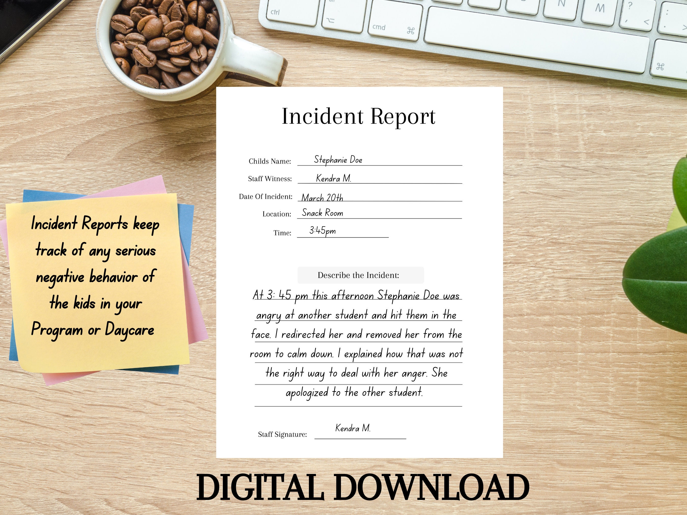 Incident Report Template Printable Childcare Program Daycare Etsy