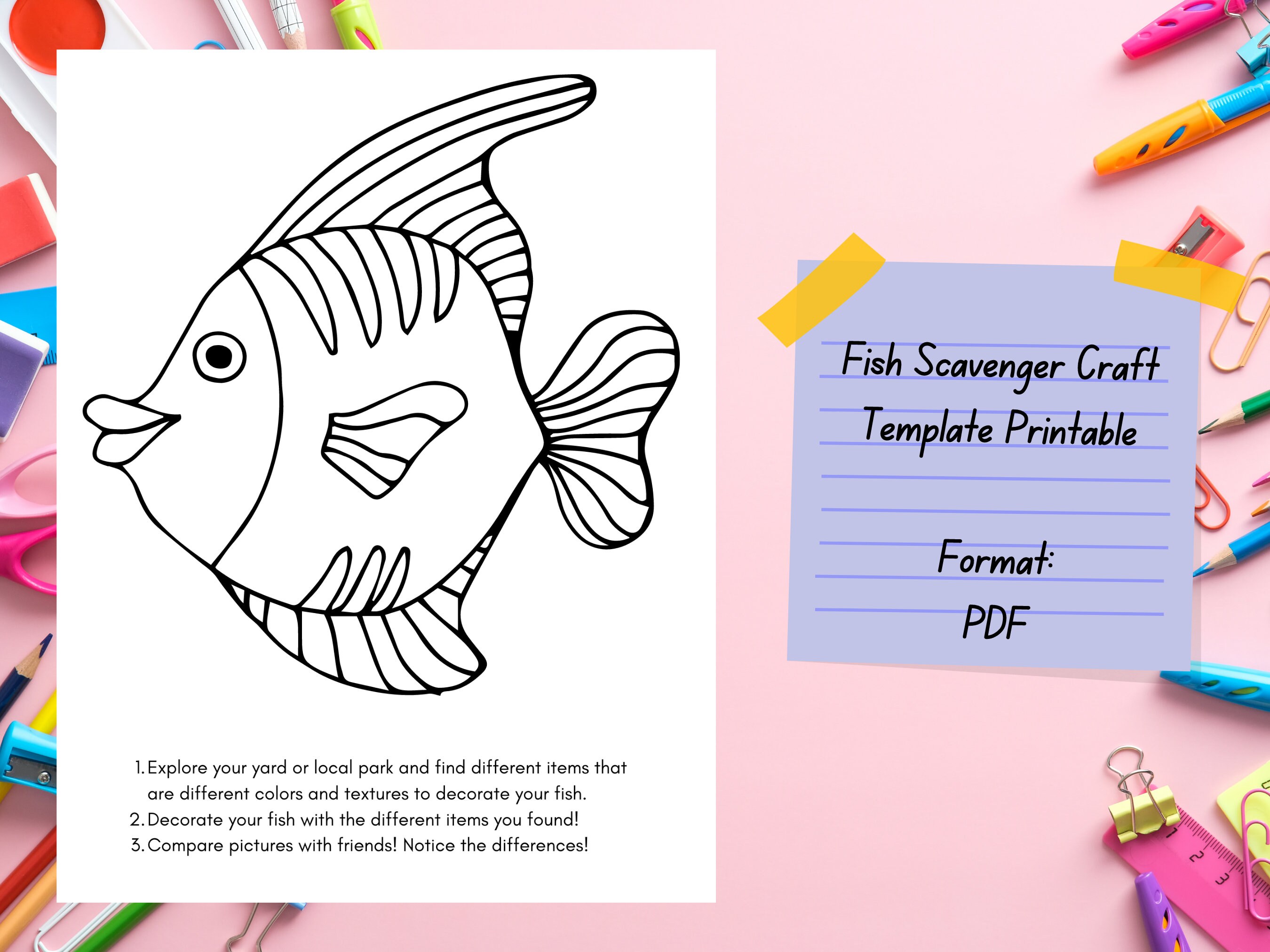Fish Scavenger Craft Template Printable, Childrens Fish Scavenger Hunt ...