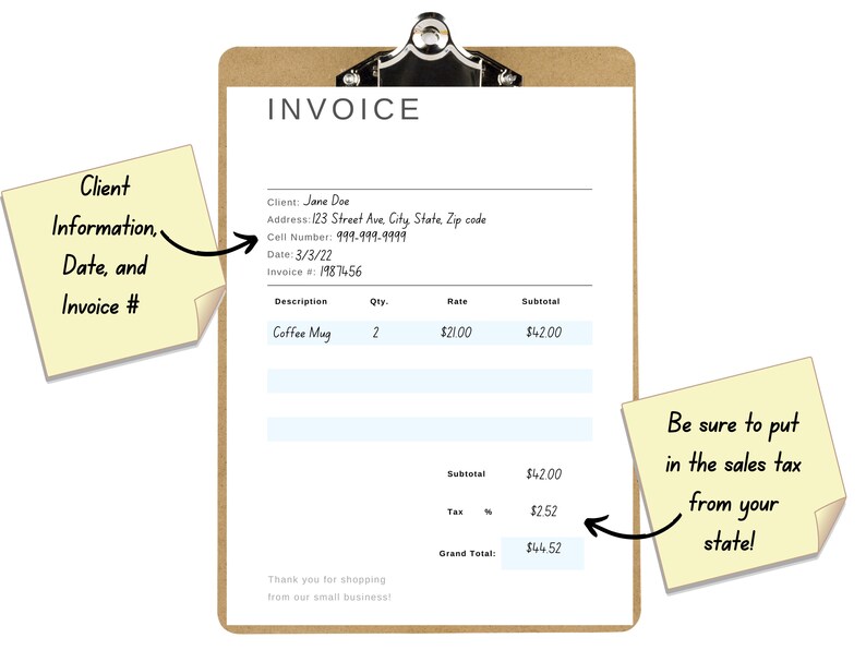Blank Itemized Invoice Template Printable Digital Download - Etsy