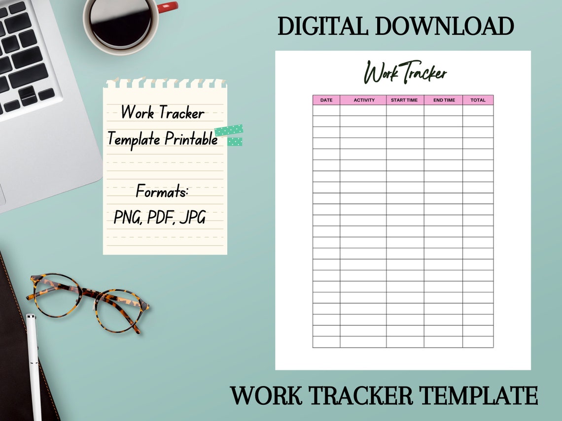 Work Tracker Template, Work Log Printable, Editable Work Log Tracker ...