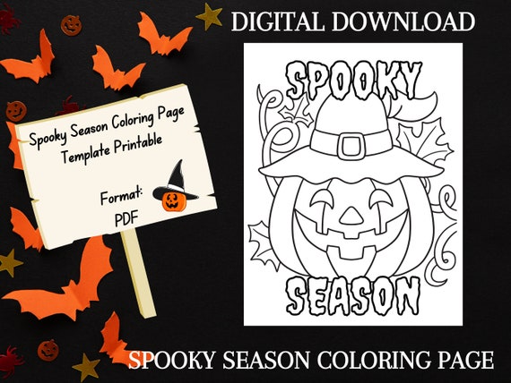Spooky Season Coloring Page Template Printable Childrens - Etsy