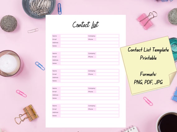Small Business Contact List Template Printable Contact - Etsy