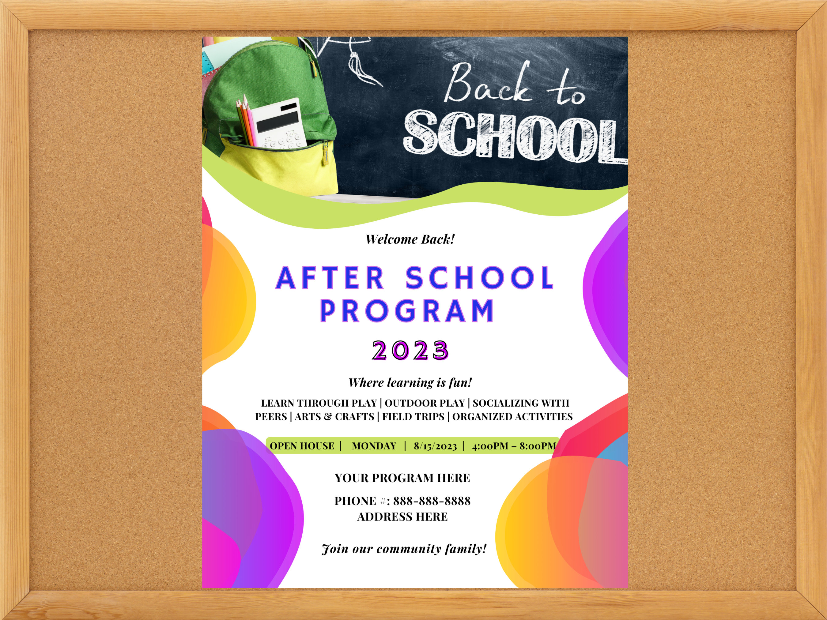 Back to School Flyer Template Printable, After School Program Flyer ...