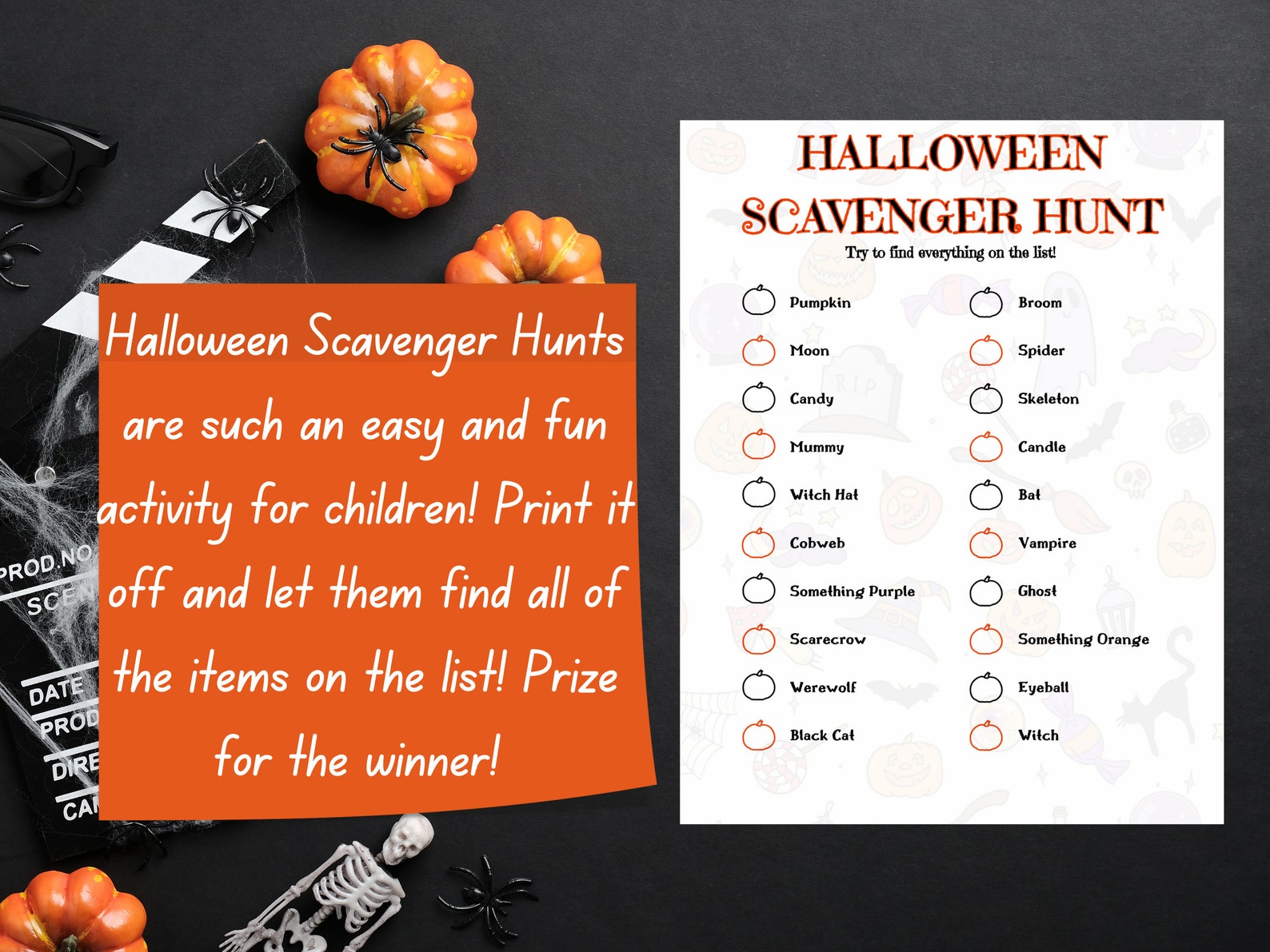 Halloween Scavenger Hunt Template, Kids Halloween Scavenger Hunt ...