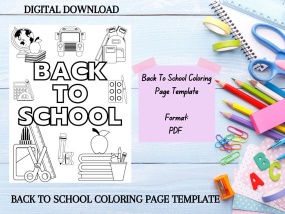 Back to School Coloring Page Template Preschool Coloring - Etsy