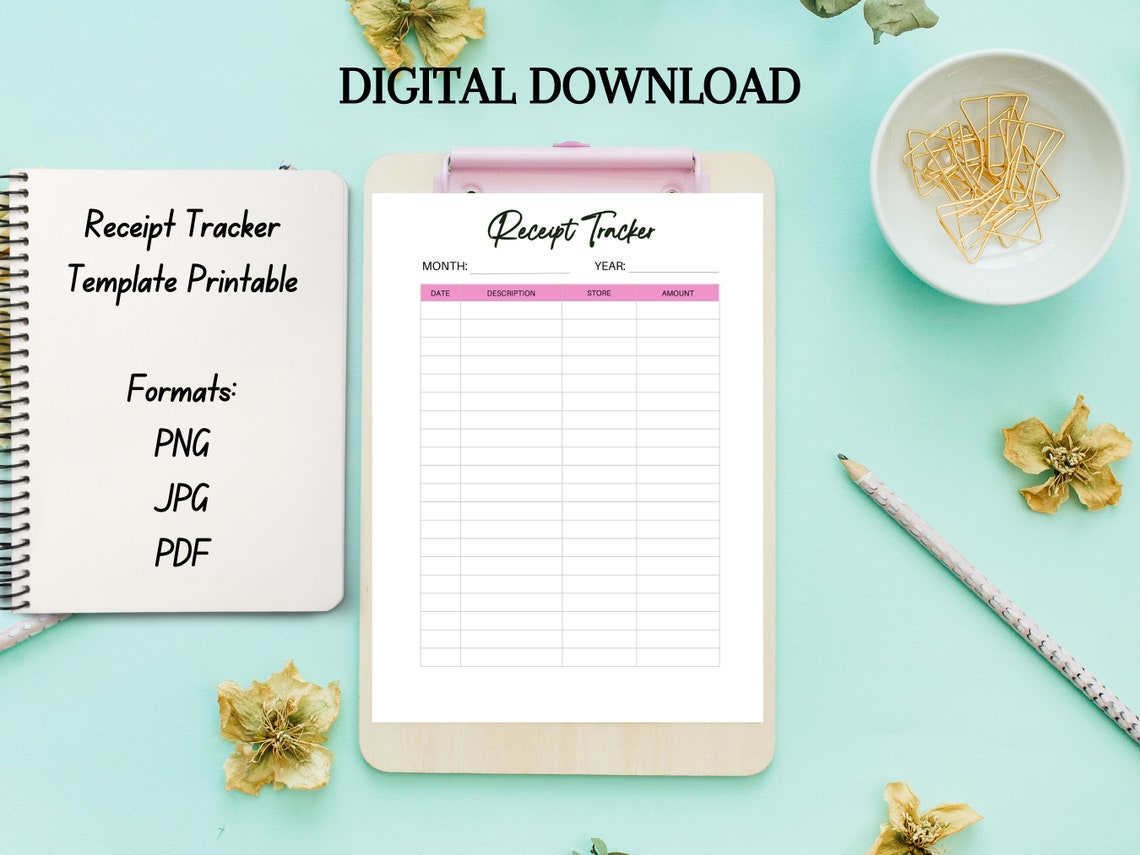 Receipt Tracker Template Printable, Small Business Receipt Organizer ...