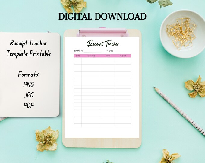 Receipt Tracker Template Printable, Small Business Receipt Organizer ...