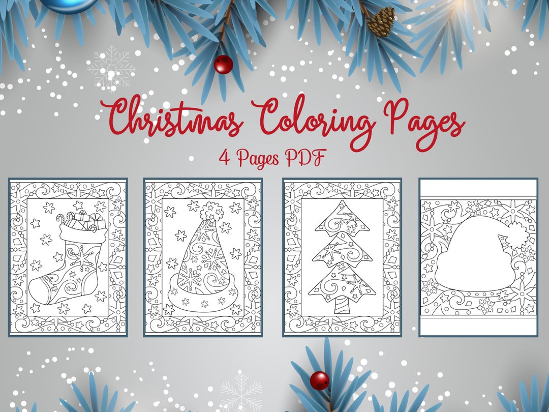 Christmas Coloring Page Templates, 4 Christmas Coloring Pages ...