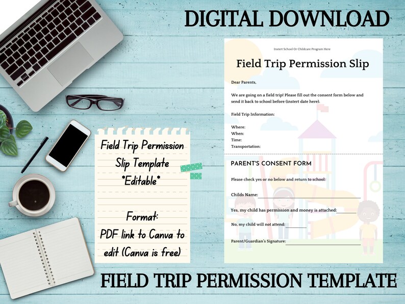 Field Trip Permission Slip Template Printable, School Permission Slip ...