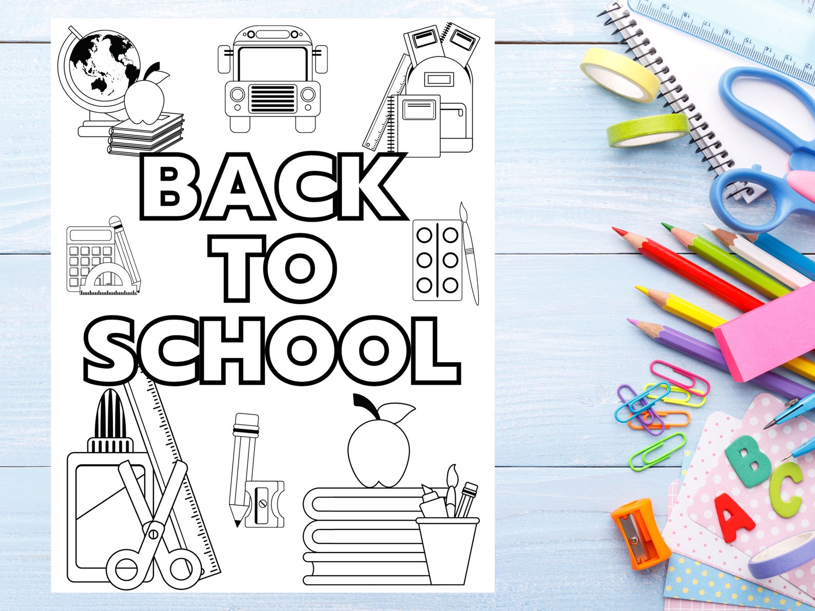 Back to School Coloring Page Template Preschool Coloring - Etsy